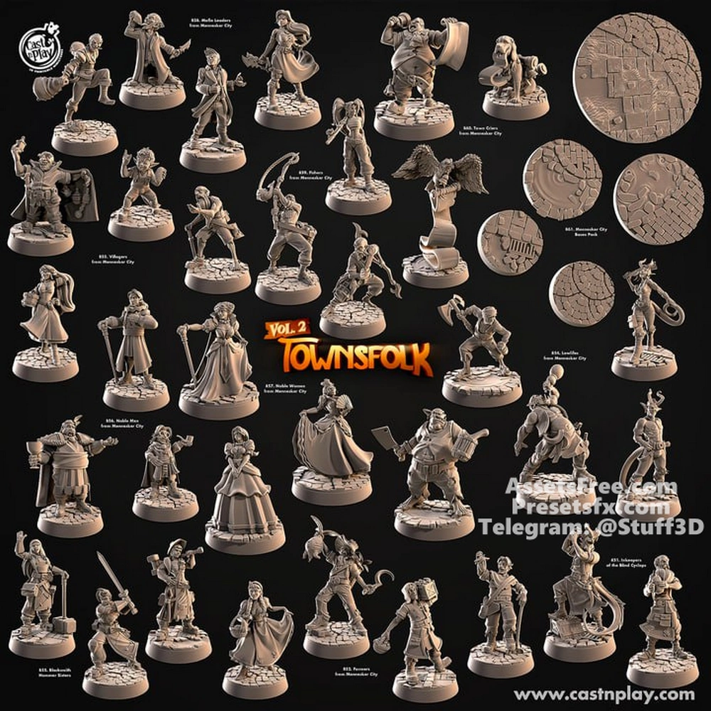Cast n Play – Townsfolk Vol 2 – Mennesker City – July 2024 » 3D print ...