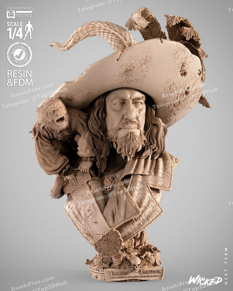 Hector Barbossa Portrait Bust » Free High-Quality Models | AssetsFree.com